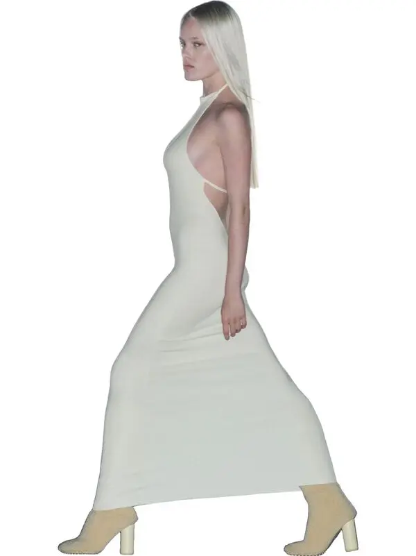SKIMS Cloud Halter Long Dress - Ecru