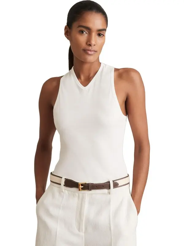 REISS Clara Racerback Vest Top - White