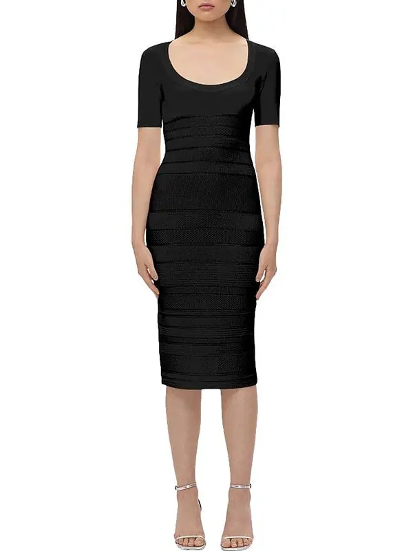 Herve Leger Marianne Knit Midi Dress - Black