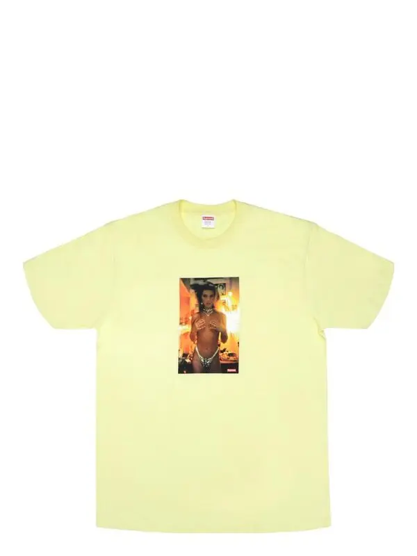 Supreme Nan Goldin Kim In Rhinestone Tee Shirt - Pale Yellow