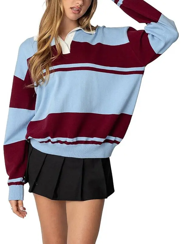 EDIKTED Kian Striped Polo Sweater - Mix