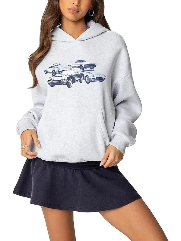 EDIKTED Retro Rides Hoodie - Gray Melange
