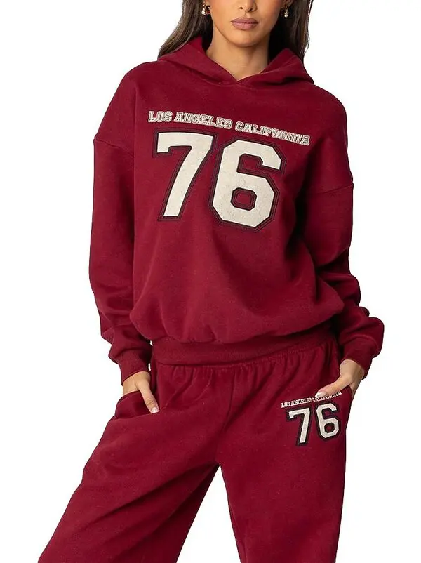 EDIKTED 76 Cali Hoodie - Burgundy