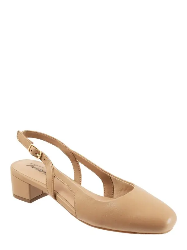Trotters Dottie Slingback Leather Pumps - Beige