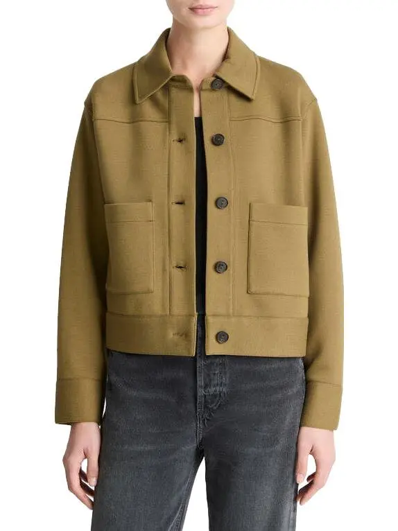 Vince Cropped Jacket - Dark Olive Stone