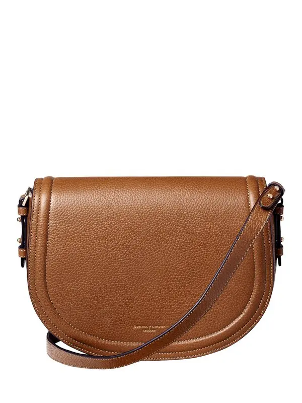 ASPINAL OF LONDON Large Leather Stella Cross-body Satchel Bag - Brown