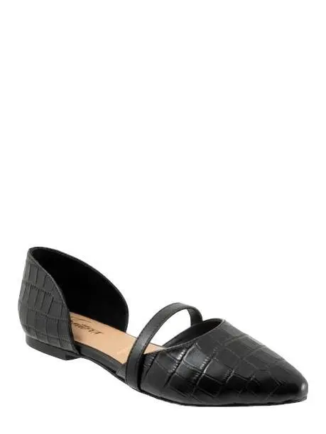 Trotters Emory D'orsay Flat - Black Croco