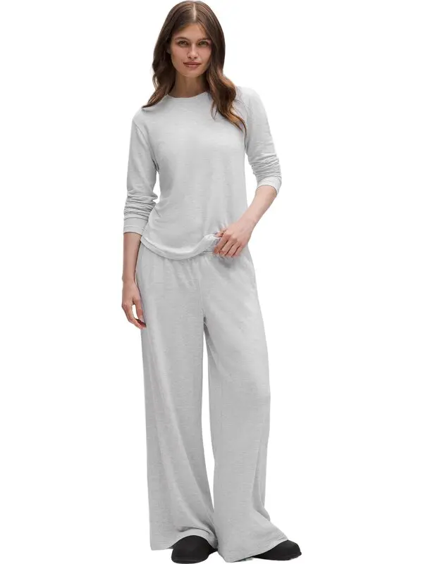 Lululemon Becalm Mid-rise Wide-leg Pant - Heathered Core Ultra Light Grey