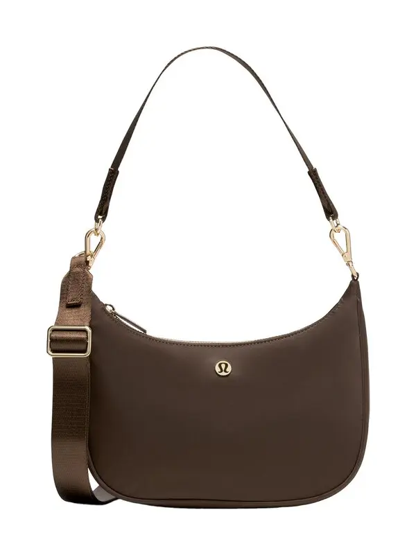 Lululemon City Essentials Small Shoulder Bag 3l - Walnut Crunch/gold