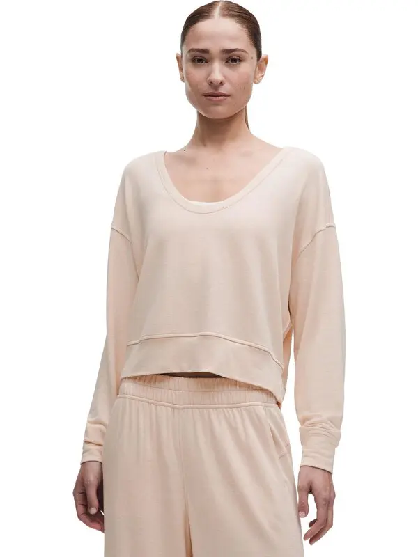 Lululemon Becalm Scoop Neck Pullover - Heathered Breakfast Tea