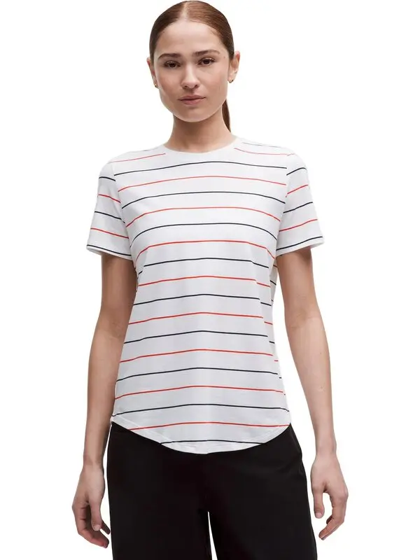 Lululemon Love Crewneck T-shirt - Swap Stripe White Retro Red