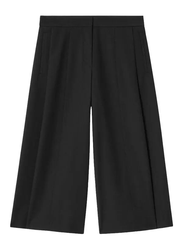 Cos Cropped Wool-blend Wide-leg Trousers - Black