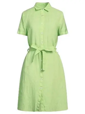 120% Lino Midi Linen Shirt Dress - Green