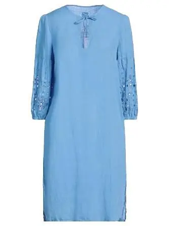 120% Lino Midi Linen Dress - Blue