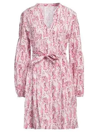 120% Lino Mini Flared Linen Dress - Pink