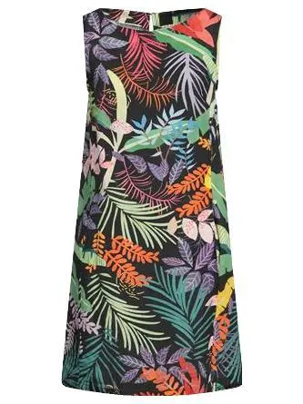 120% Lino Mini Flared Floral-print Linen Dress - Black