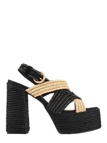 CastaÑer Slingback Platform Sandals - Black