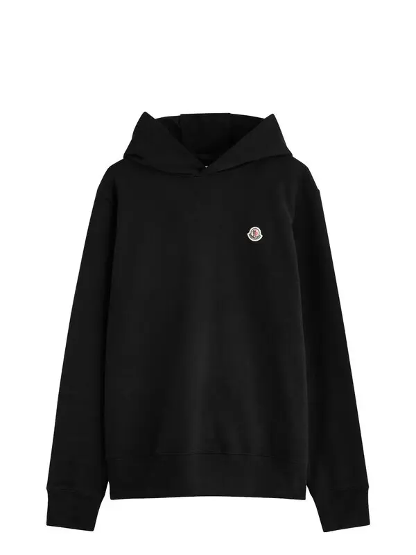 Moncler Logo-appliquéd Hooded Cotton Sweatshirt - Black