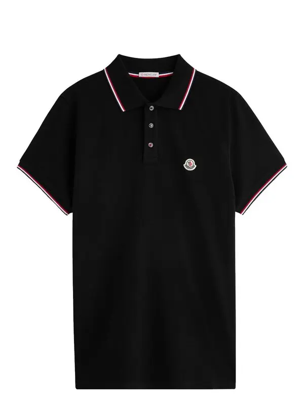 Moncler Logo-appliquéd Piqué Cotton Polo Shirt - Black
