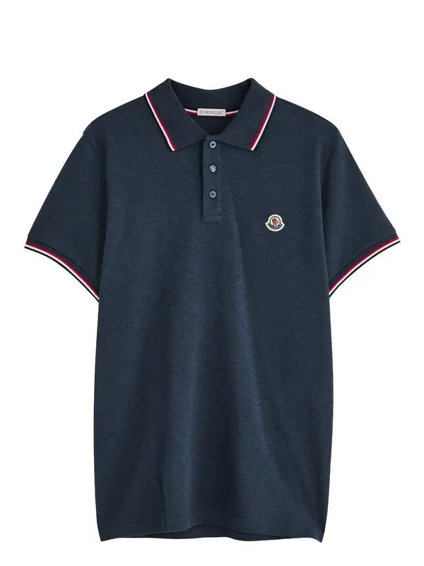 Moncler Logo-appliquéd Piqué Cotton Polo Shirt - Blue