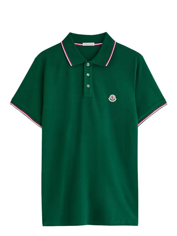 Moncler Logo-appliquéd Piqué Cotton Polo Shirt - Dark Green