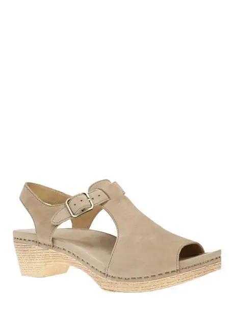 Dansko Laverne Peep Toe Platform Sandal - Sand Milled Nubuck