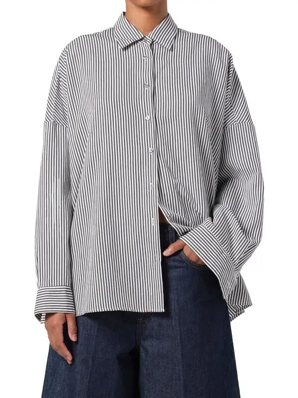 AGOLDE Solene Striped Button-up Shirt - Solene Stripe (black & White)