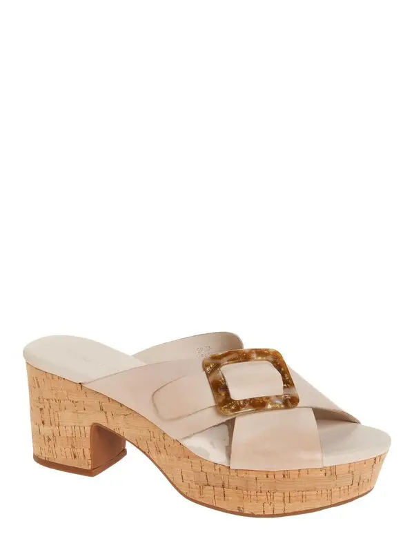 CHOCOLAT BLU Grita Platform Sandals - White Sand Leather