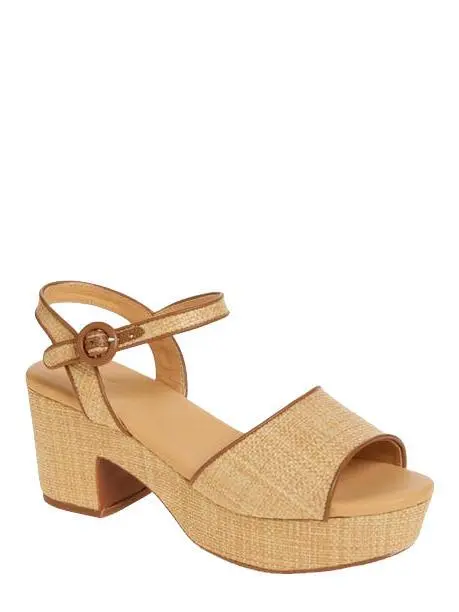 CHOCOLAT BLU Gallo Ankle Strap Platform Sandal - Natural Raffia
