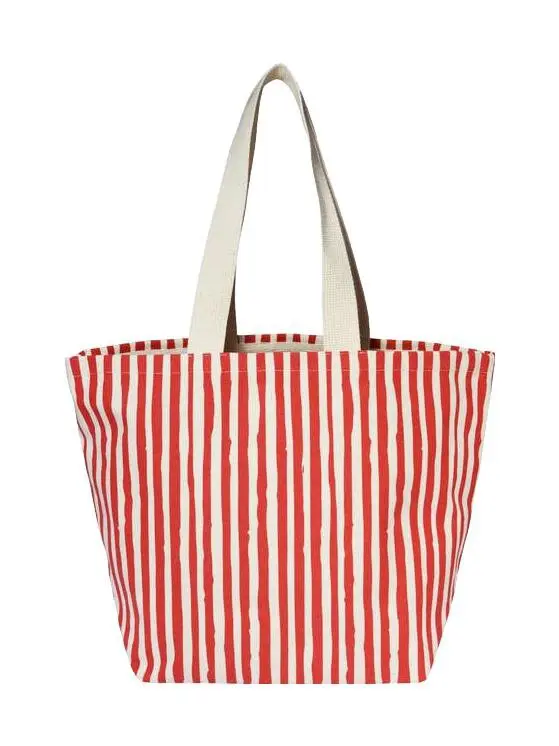 DANCE HAPPY Stripes Wide Tote Bag - Nantucket Red