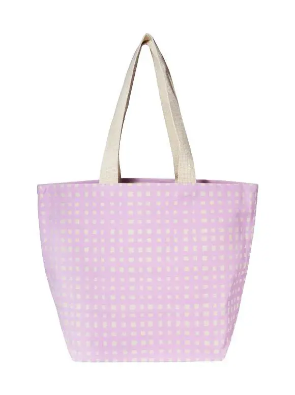 DANCE HAPPY Micro Grid Wide Tote Bag - Lilac