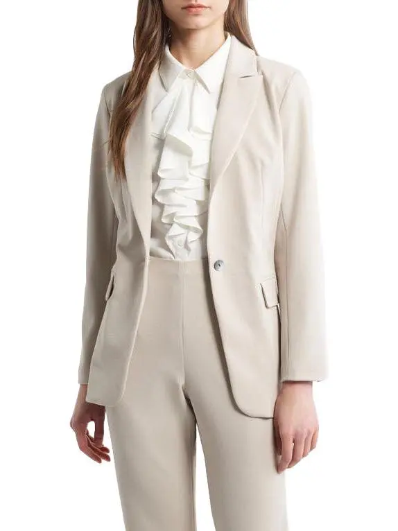 Ming Wang Deco Crepe One-button Blazer - Limestone