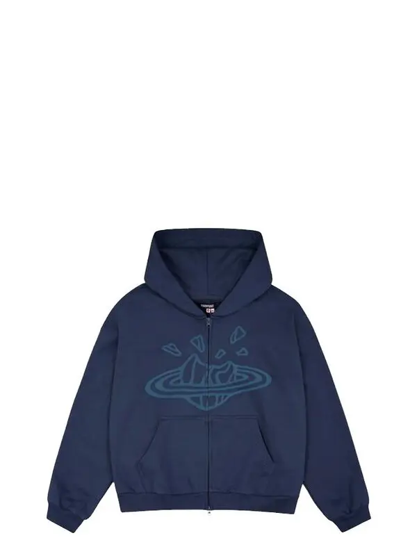 BROKEN PLANET Zip-up Hoodie - Deep Navy Blue