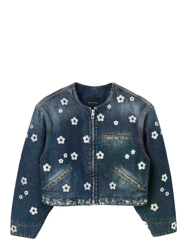 Marc Jacobs Sequin Daisy Cropped Jacket - Blue