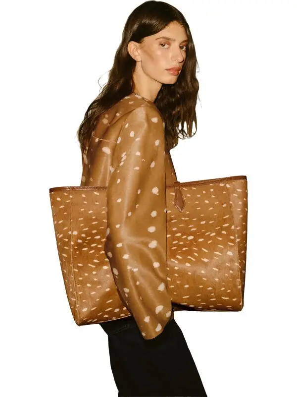REFORMATION Sofia Leopard Print Tote - Brown