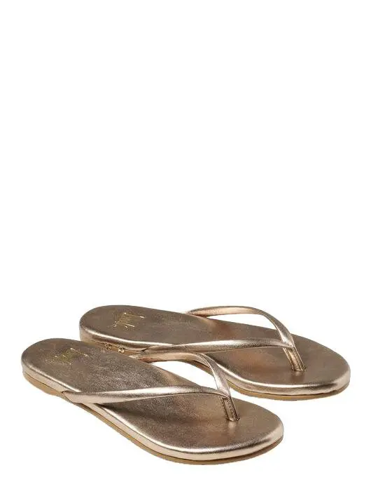 Beek Sunbeam Leather Flip-flop Sandals - Metallic