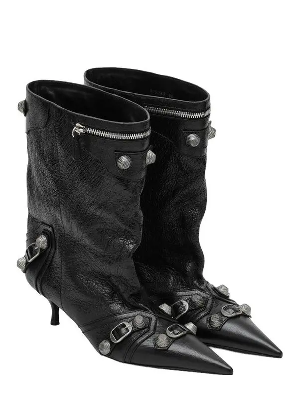 Balenciaga Cagole Wide Ankle Boots - Black