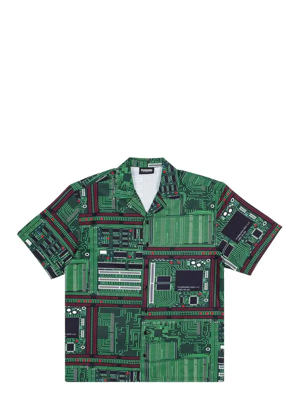 PLEASURES Motherboard Rayon Shirt - Green