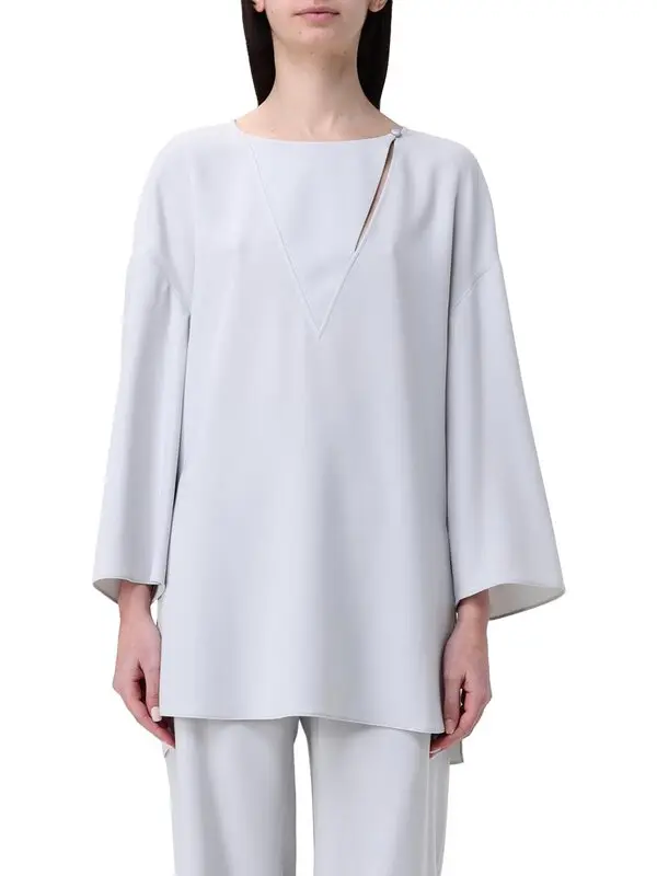 Emporio Armani V-neck Cutout" Blouse - Grey