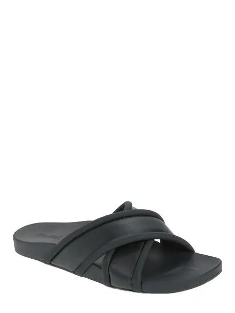 Olukai Ani' Water Resistant Slide Sandal - Lava Rock / Lava Rock