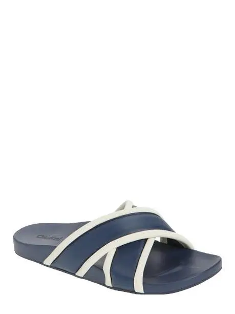 Olukai Ani' Water Resistant Slide Sandal - Mood Indigo / White Sand