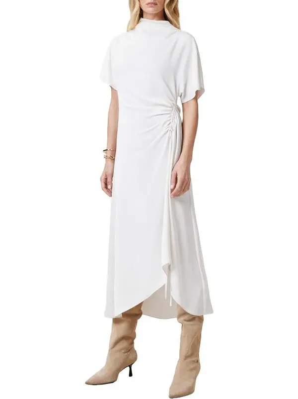 ALLSAINTS Rosie Mock Neck Asymmetric Maxi Dress - Chalk White