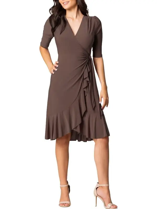 KIYONNA Whimsy Midi Wrap Dress - Java