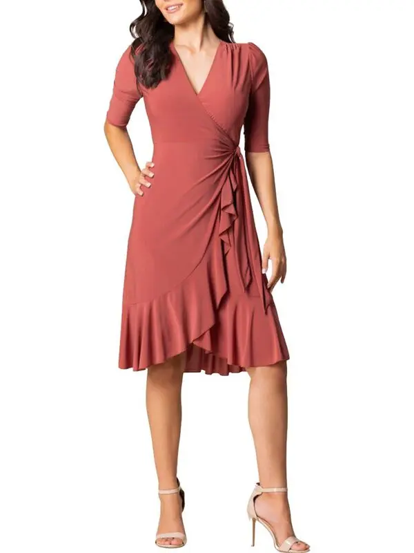KIYONNA Whimsy Midi Wrap Dress - Rosy Sunset