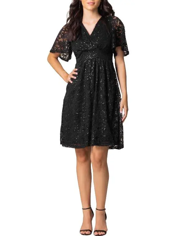 KIYONNA Sequin Lace Cocktail Dress - Onyx