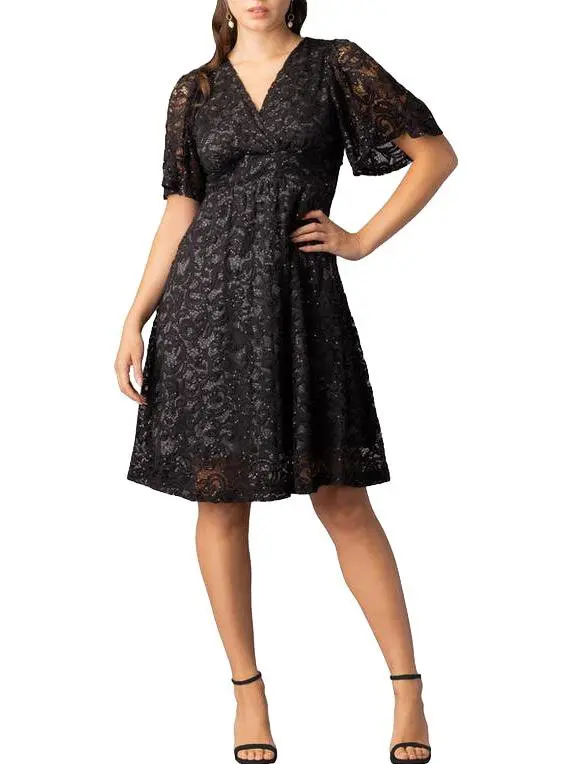 KIYONNA Sequin Lace Cocktail Dress - Storm Grey
