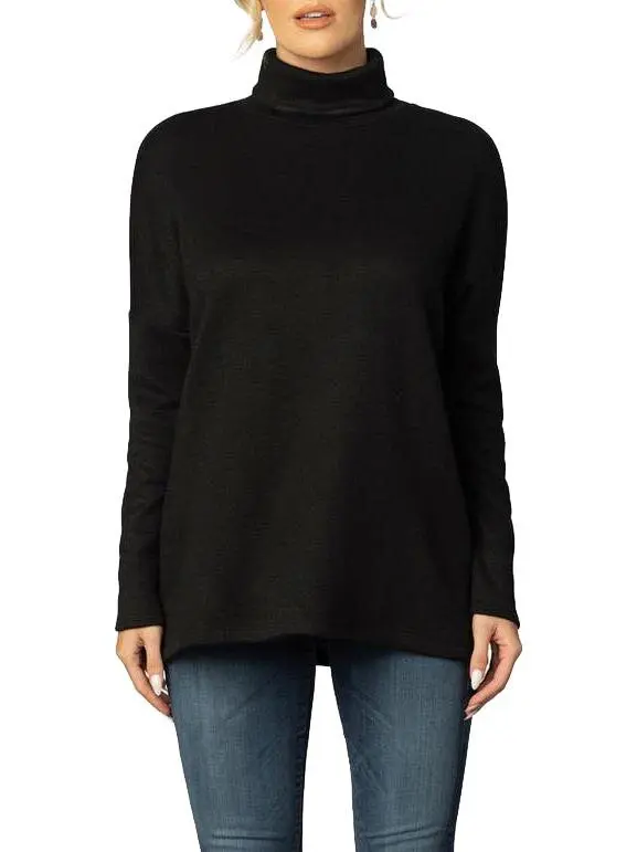 KIYONNA Paris Turtleneck Tunic Sweater - Black Noir