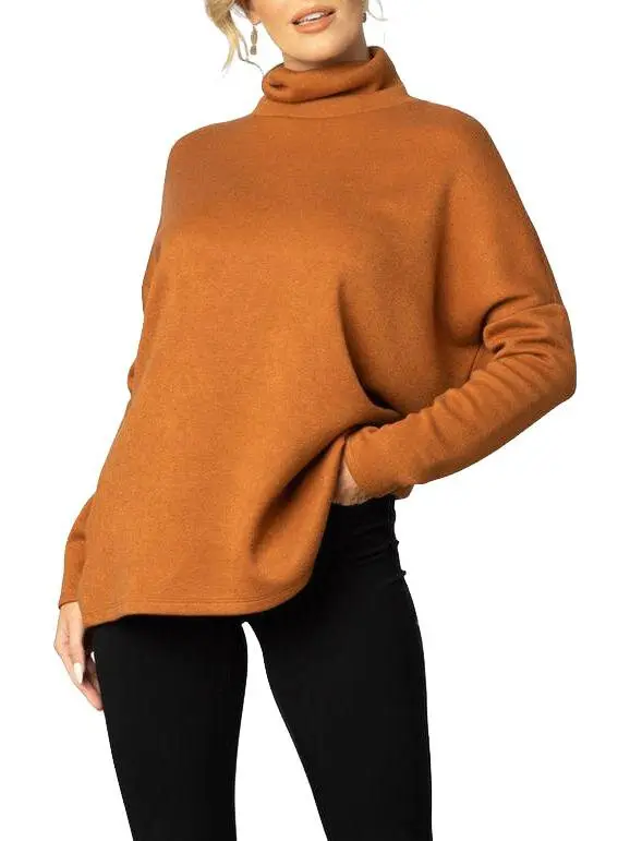 KIYONNA Paris Turtleneck Tunic Sweater - Camel