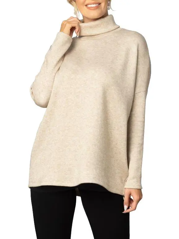 KIYONNA Paris Turtleneck Tunic Sweater - Oatmeal
