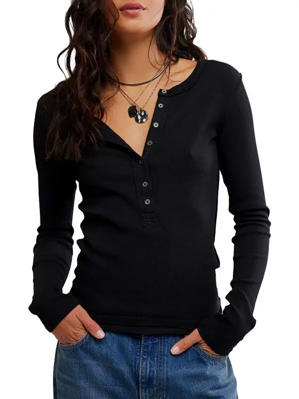 Free People Jamie Henley Top - Pitch Black